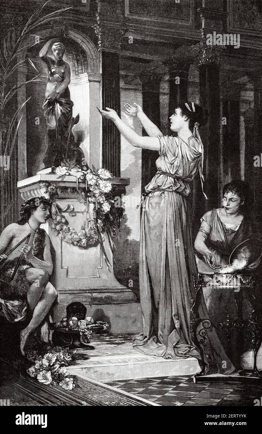 Wedding offering, Ancient roman empire. Italy, Europe. Old 19th century ...