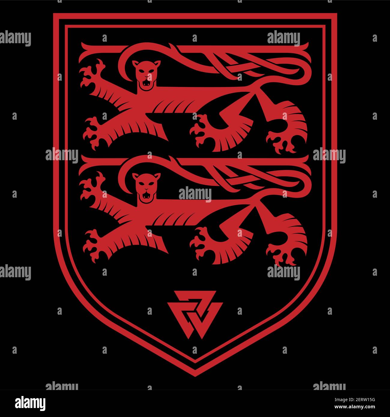 Knightly design. Viking design. Heraldic knight shield with lions Stock ...