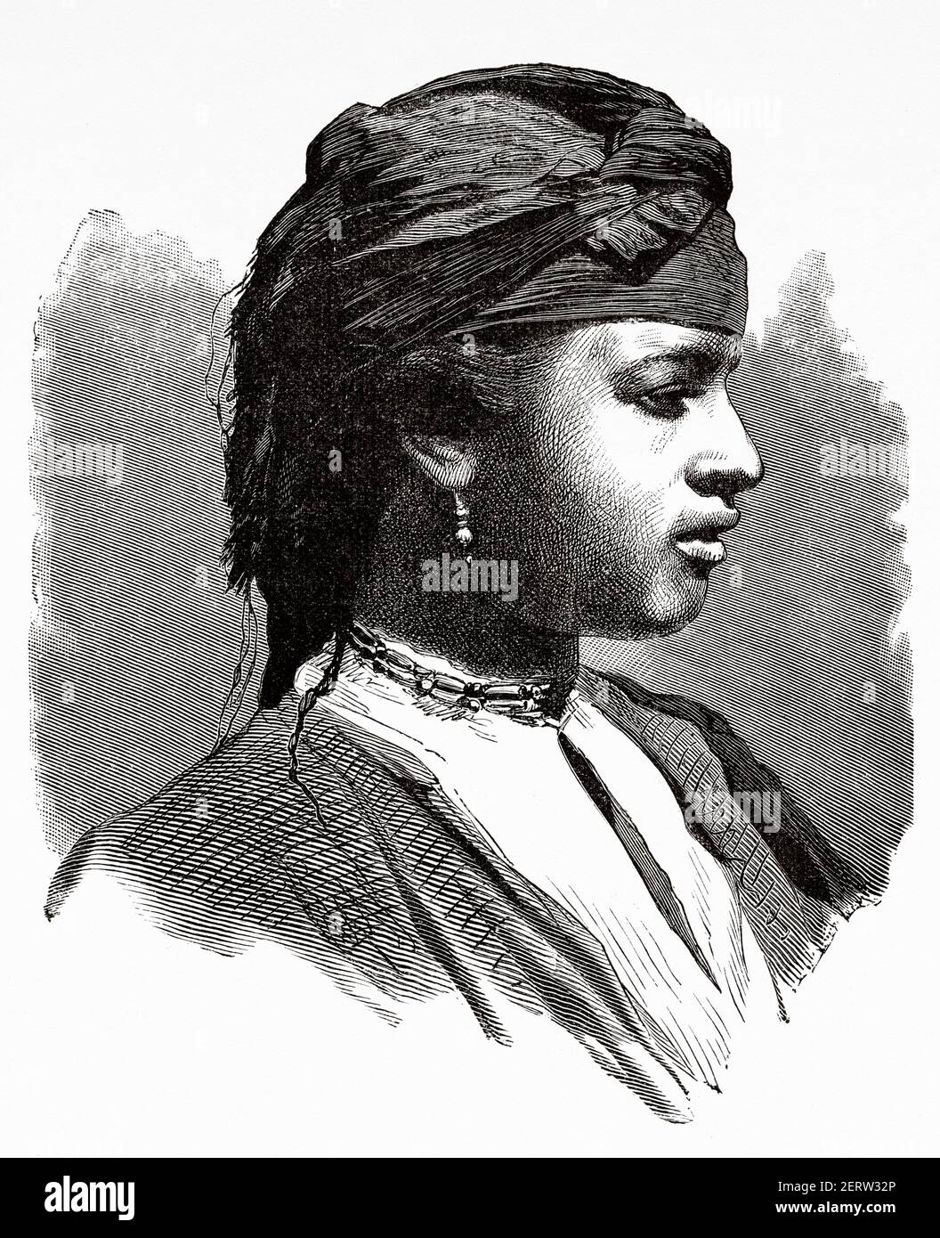 Portrait, Fellah woman in traditional clothing, Egypt 19th Century. Old ...