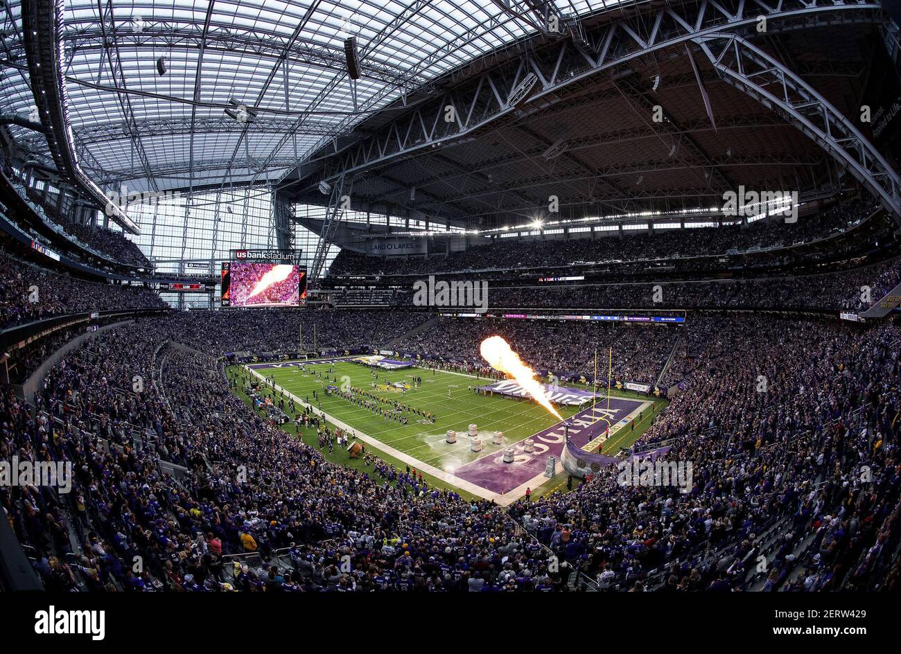 Fire shoots from the dragon before pregame introductions on Sunday, Oct ...