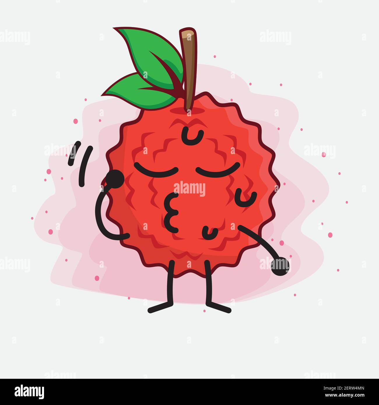 Vector Illustration of Lychee Fruit Character with cute face, simple ...