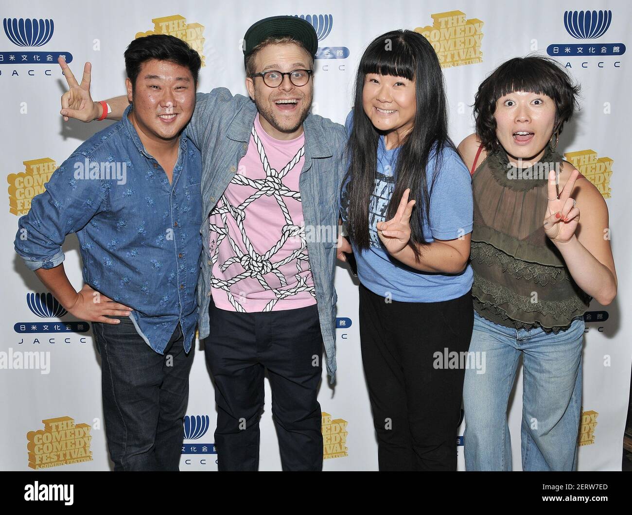 (L-R) Peter Kim, Adam Conover, Jenny Yang and Atsuko Okatsuka at The ...