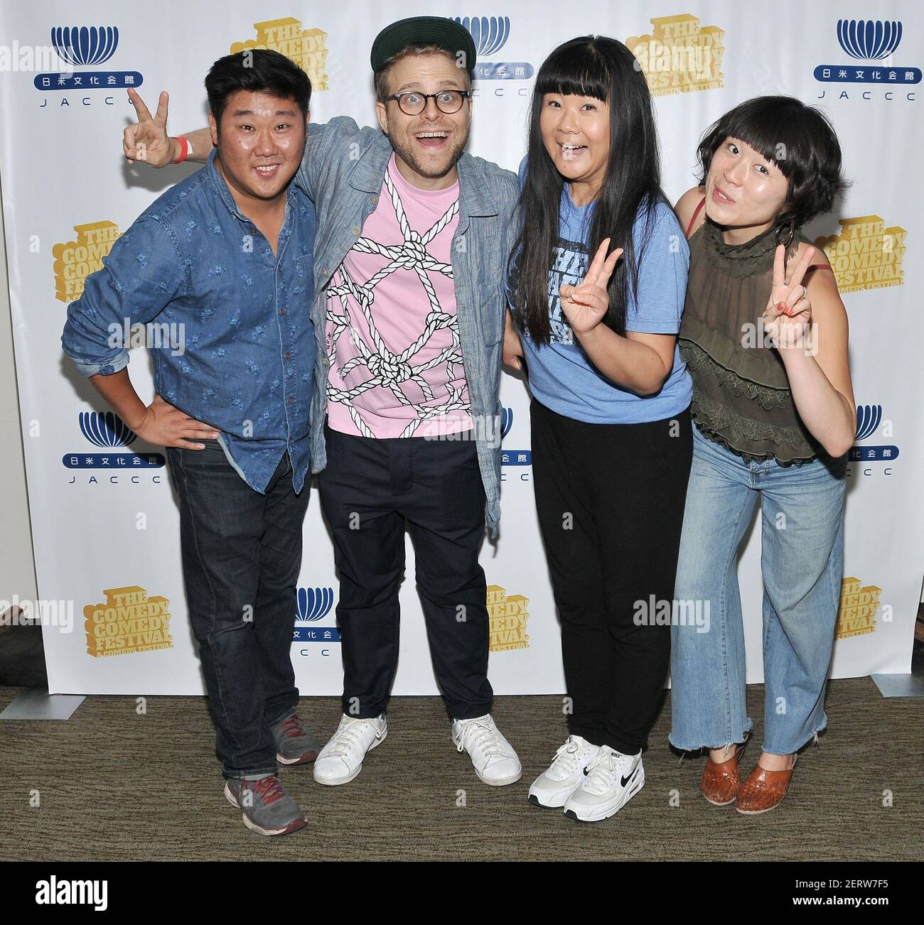 (L-R) Peter Kim, Adam Conover, Jenny Yang and Atsuko Okatsuka at The ...