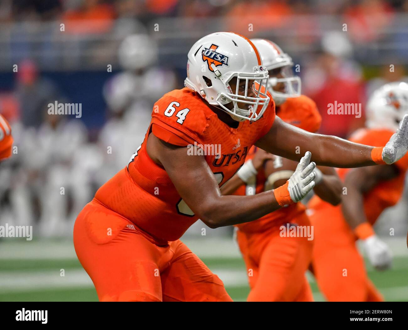 October 13, 2018 San Antonio, TX...UTSA Roadrunner tackle, Josh Dunlop ...