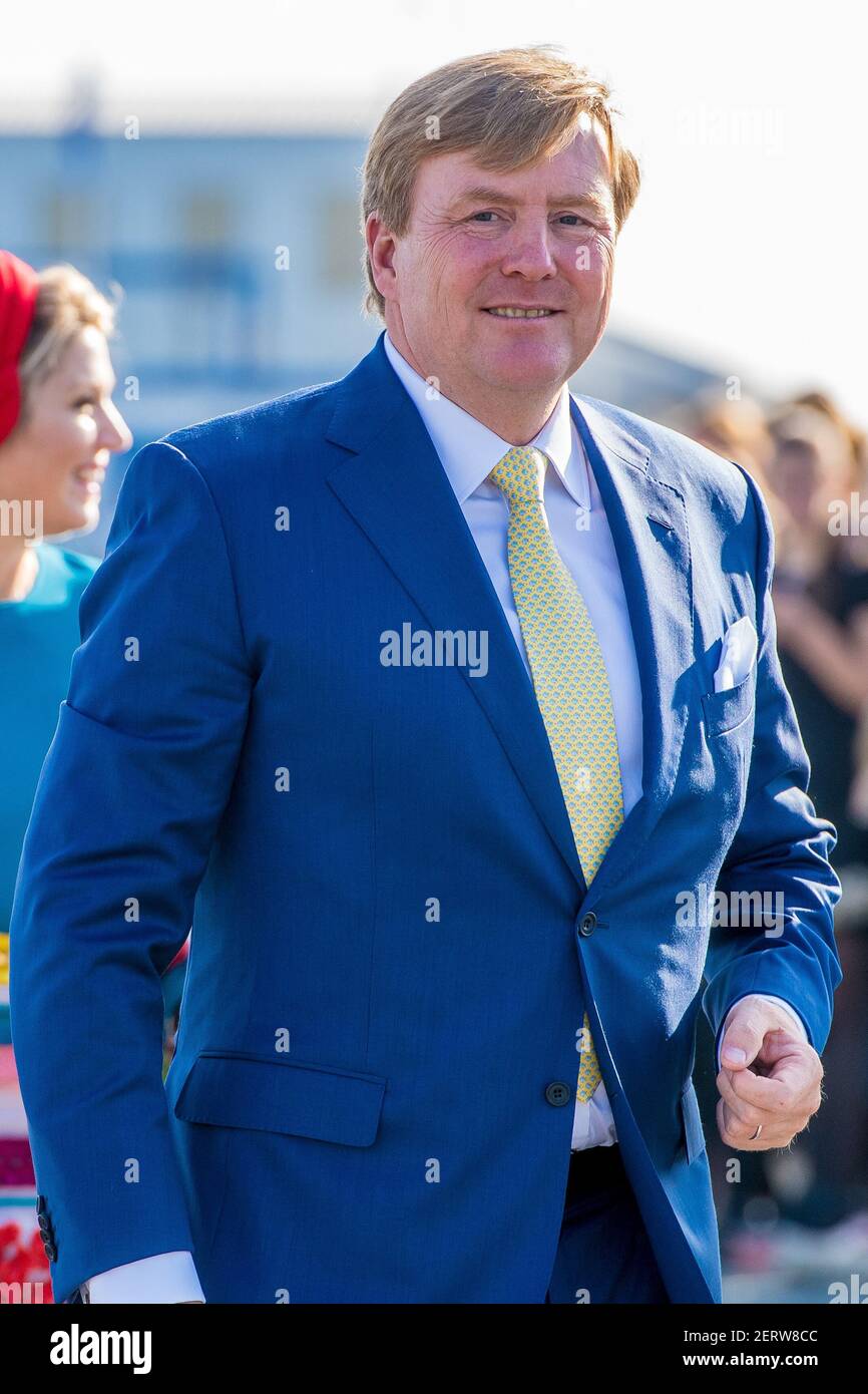 King Willem-Alexander during a visit to Bruinisse Harbour and make a ...