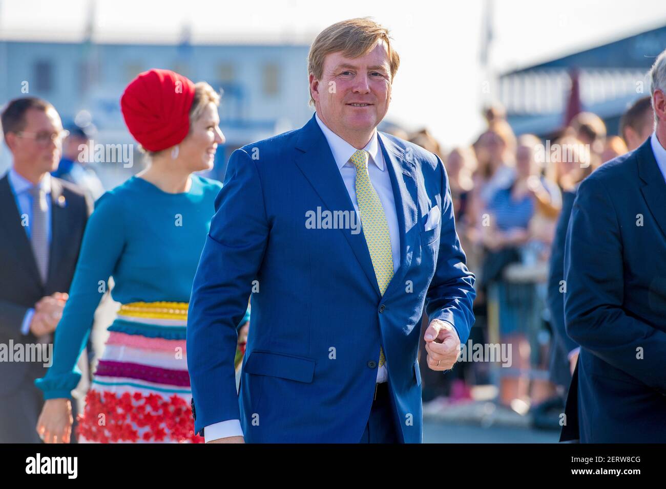 King Willem-Alexander during a visit to Bruinisse Harbour and make a ...