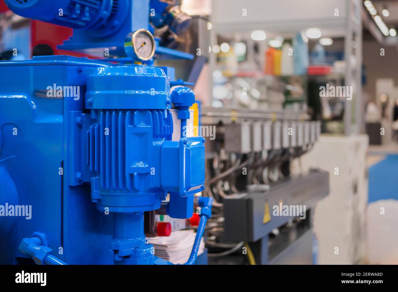 Part of automatic injection molding machine at plastic exhibition Stock ...