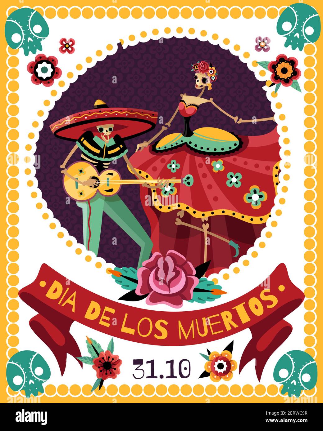 Dead day celebration party announcement poster with date and singing ...