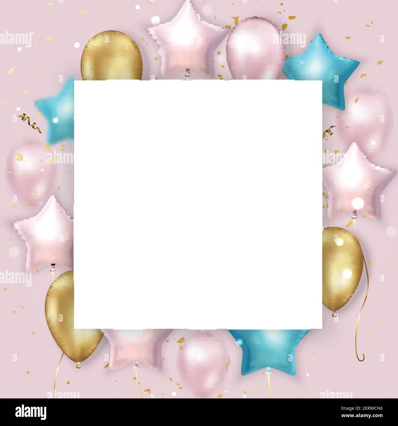 Greeting design with realistic flying helium balloons. Celebration ...