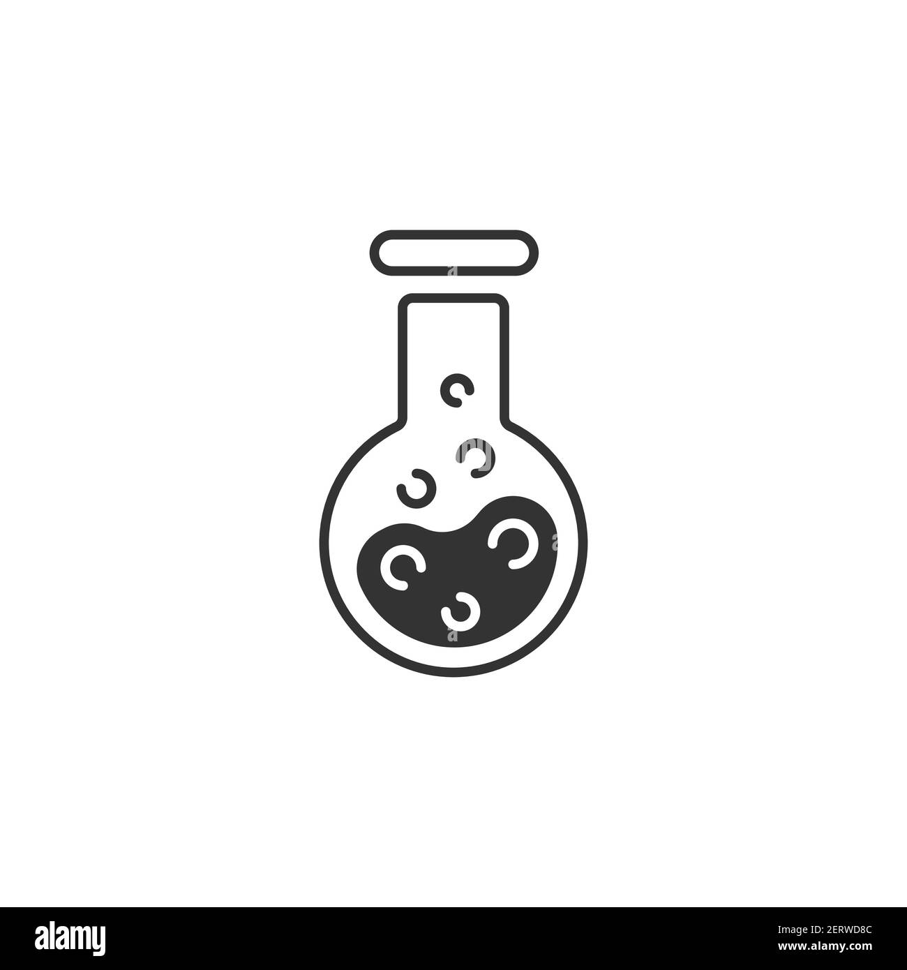Vector icon of a laboratory flask. Chemical experiment and analysis ...