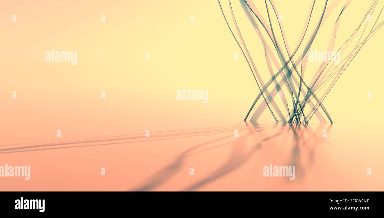 3d Render Abstract Warm Transparent lines on white background Stock ...