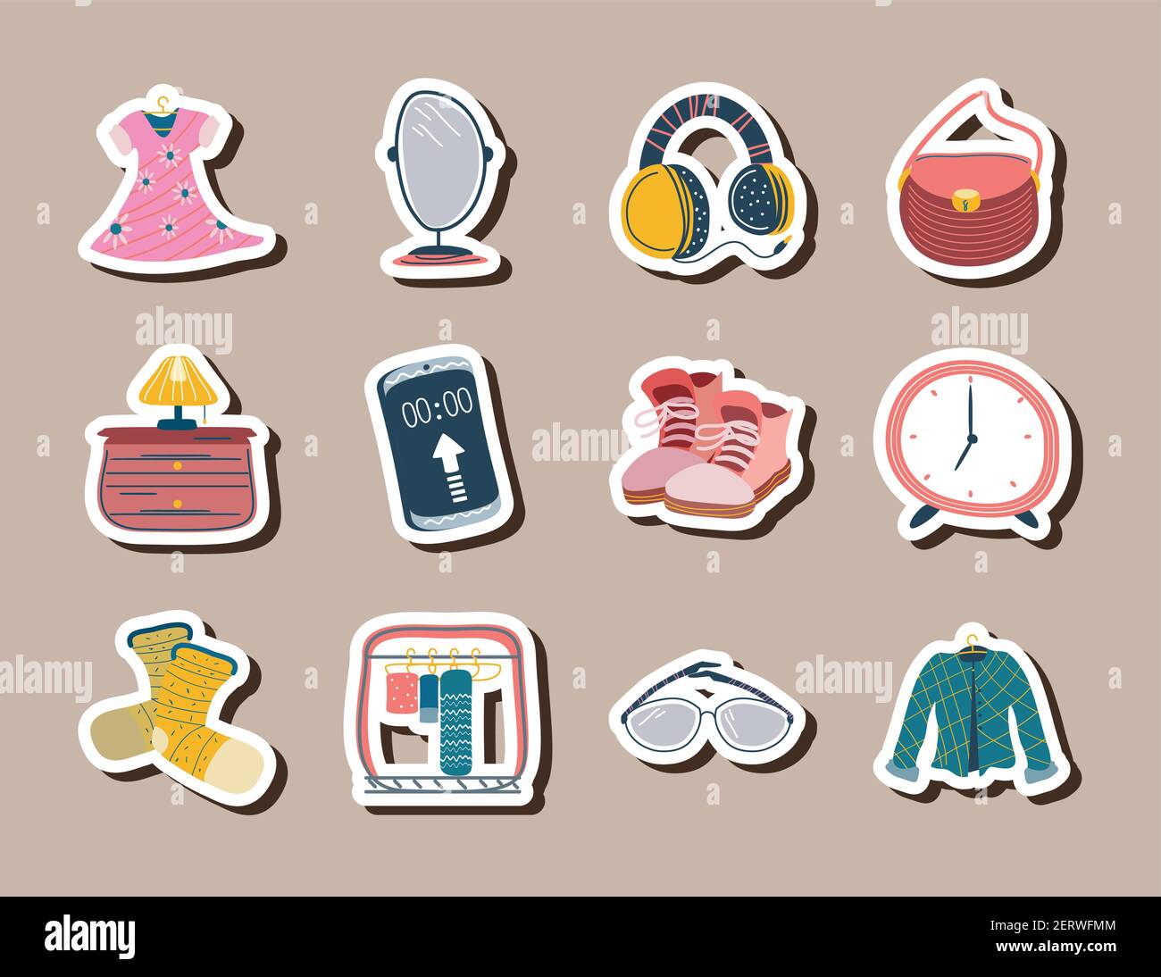 set daily stickers dress jacket Stock Vector Image & Art - Alamy