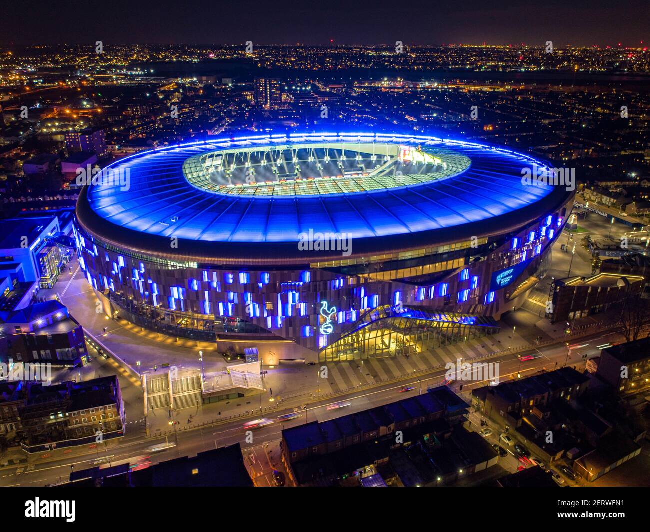 Spurs stadium from the sky at night Stock Photo - Alamy