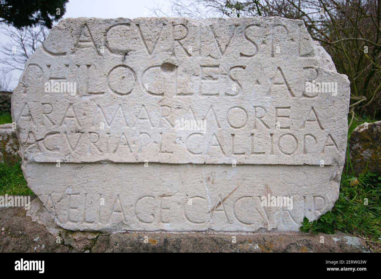 Ancient roman stele with inscription along Via Appia Antica, Appia ...