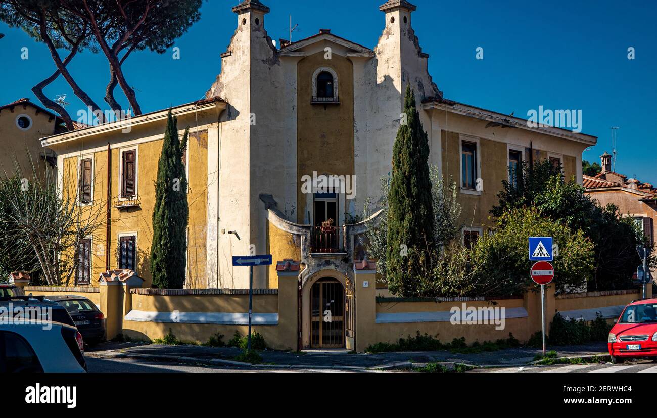 ROME, ITALY - Feb 21, 2021: Rome 2021: Typical historical building of ...