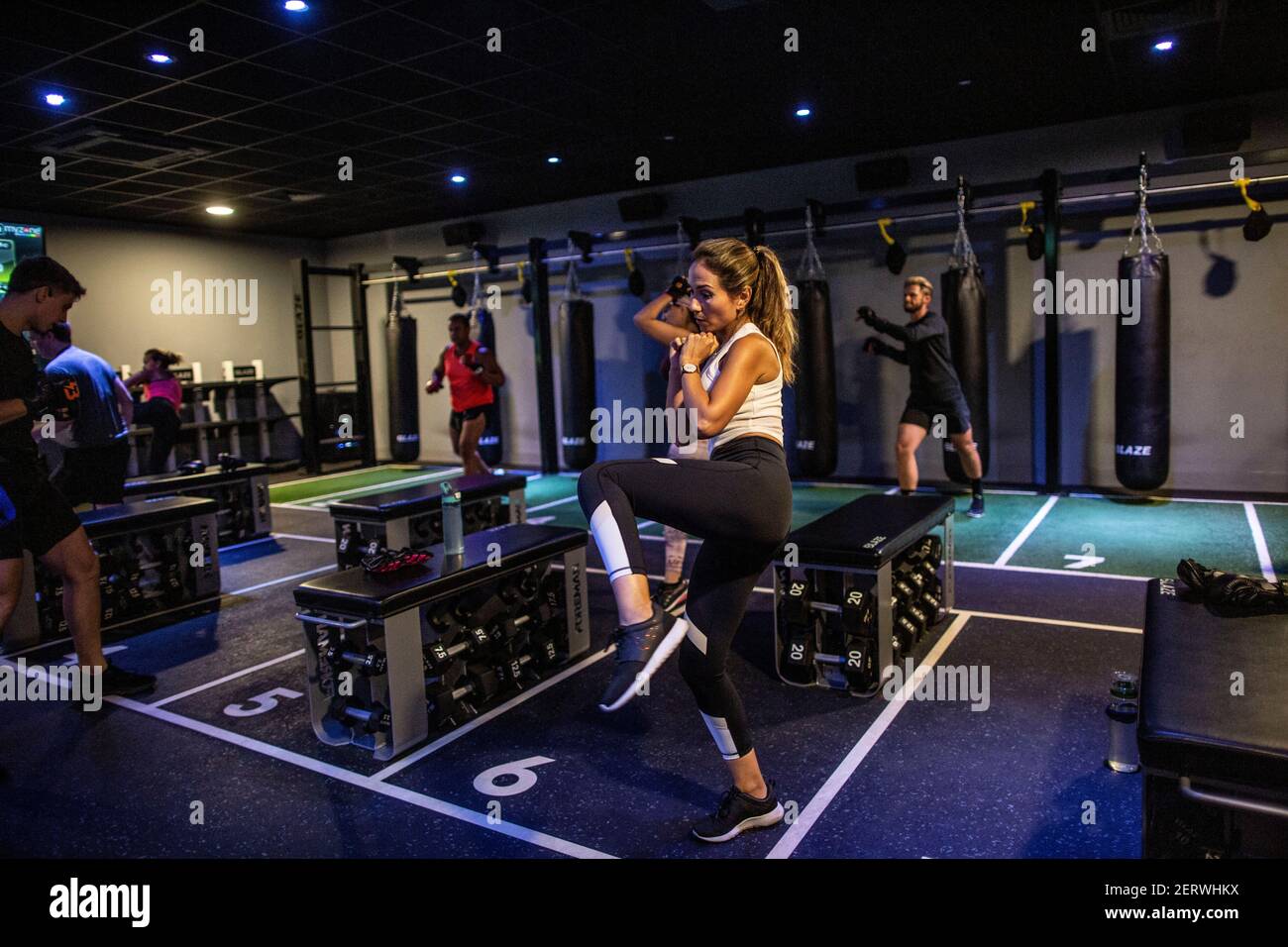 Members workout in one of the studio classes held at David Lloyd ...