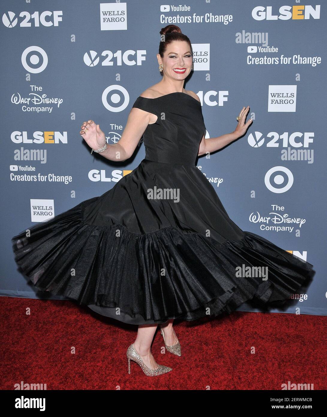 Debra Messing arrives at the 2018 GLSEN Respect Awards held at the ...