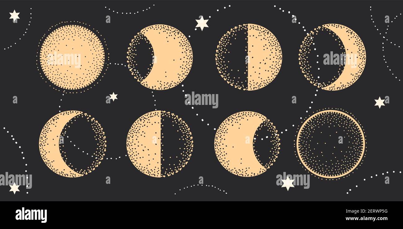 Phases Of The Moon Illustration High Resolution Stock Photography and ...