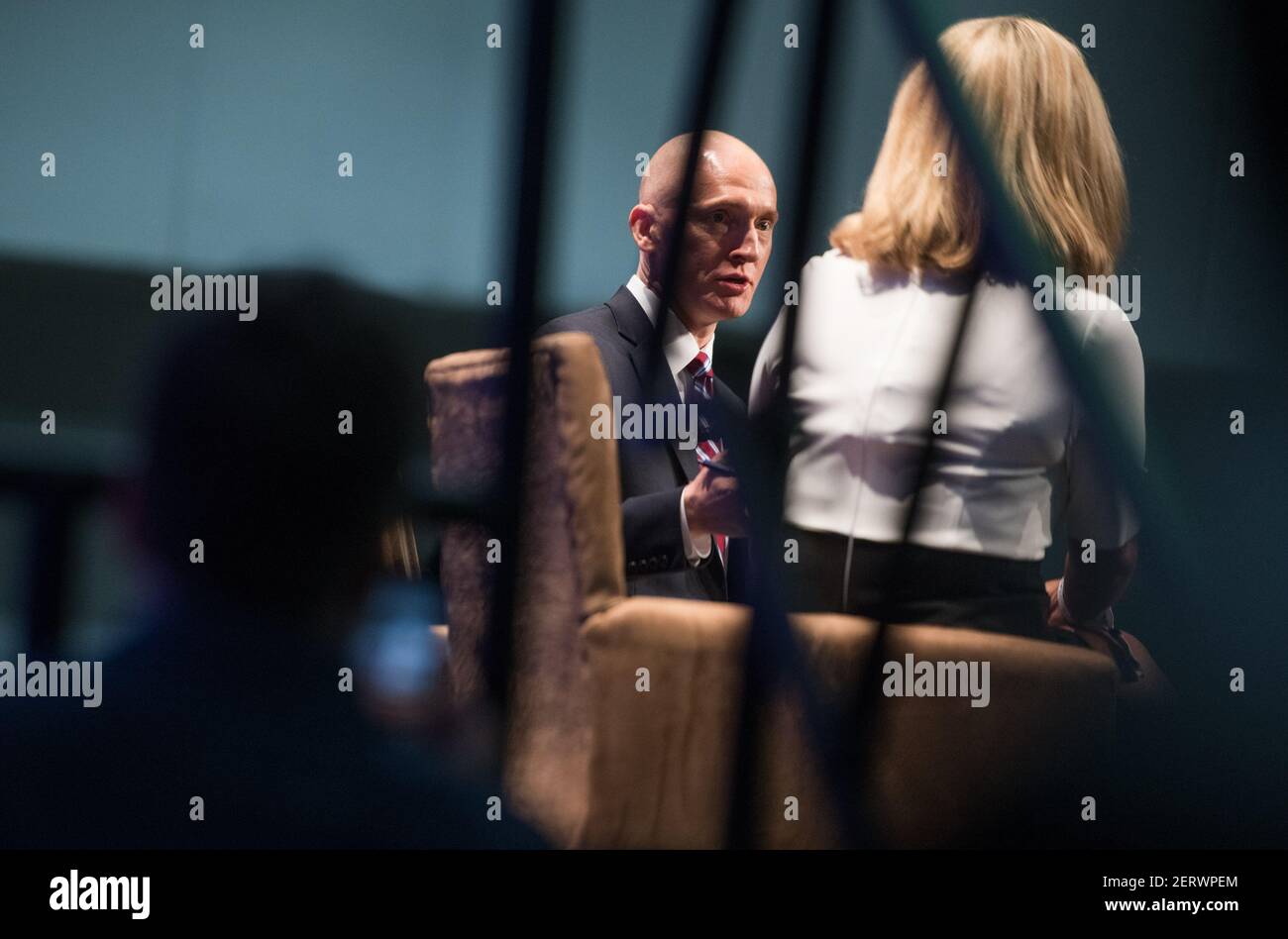 Carter Page speaks at a panel with Scottie Nell Hughes at Politicon on ...