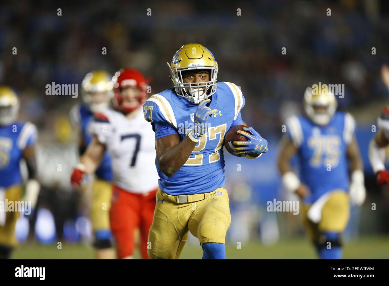 October 20, 2018 UCLA Bruins running back Joshua Kelley #27 carries the ...