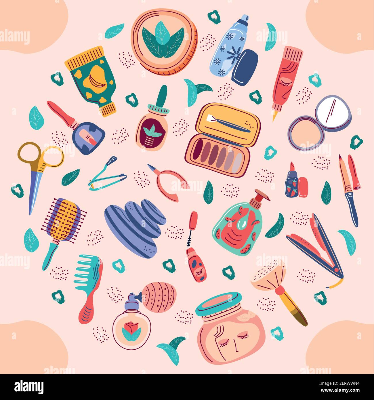 set of cosmetics makeup cartoon Stock Vector Image & Art - Alamy