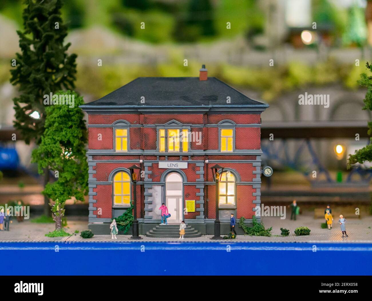 POZNAN, POLAND - Jan 27, 2018: Small model building on the Kolejkoland ...