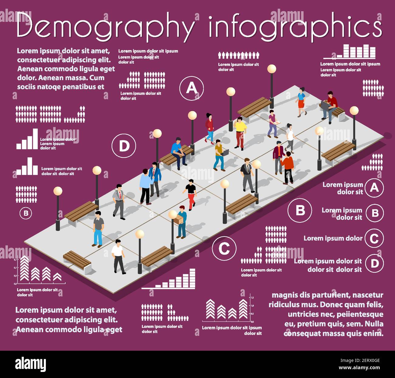 City park infographics, graph, demography with people Stock Vector ...