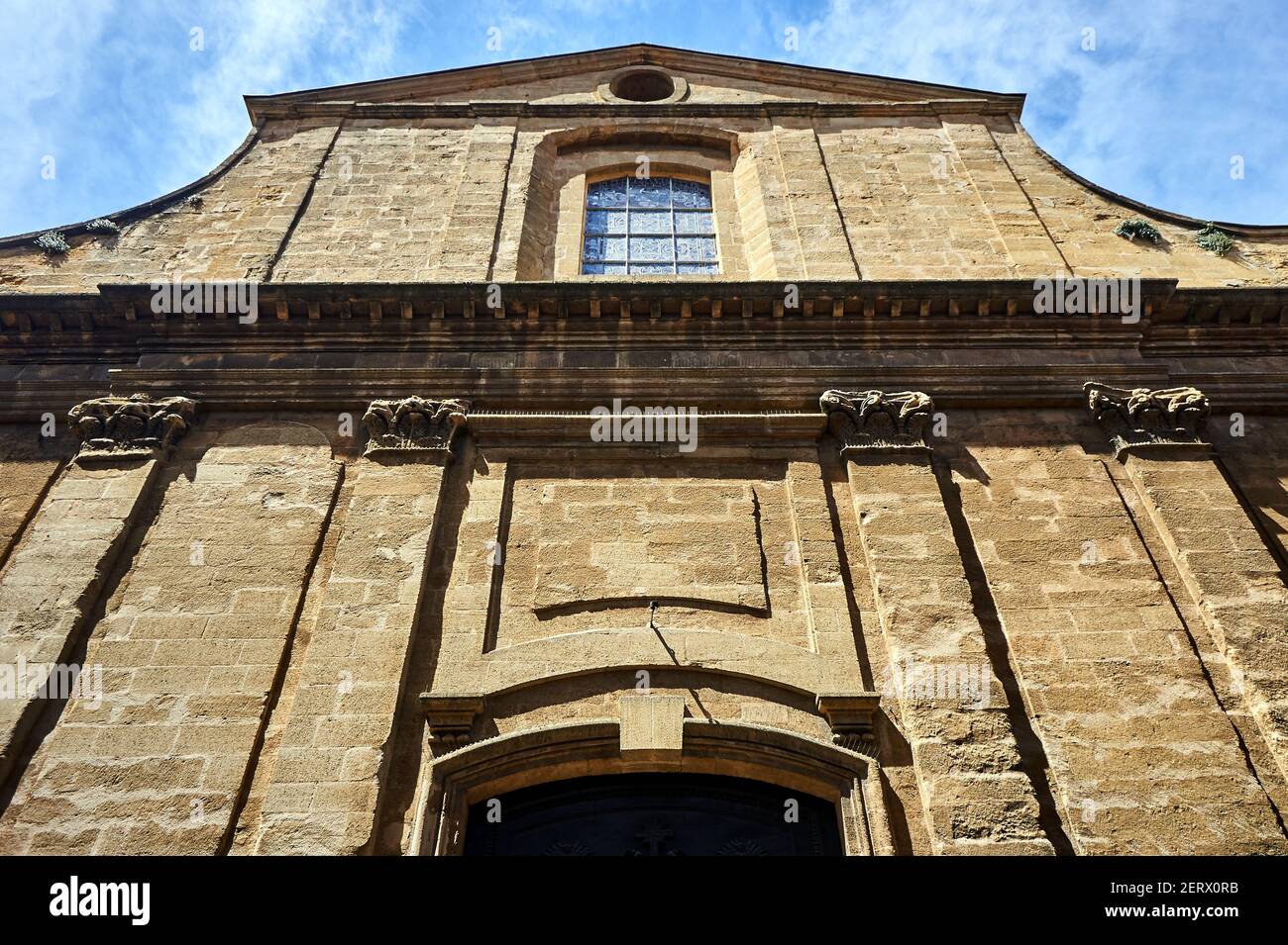 stone facade of historic church in Aix-en-Provence, France Stock Photo ...