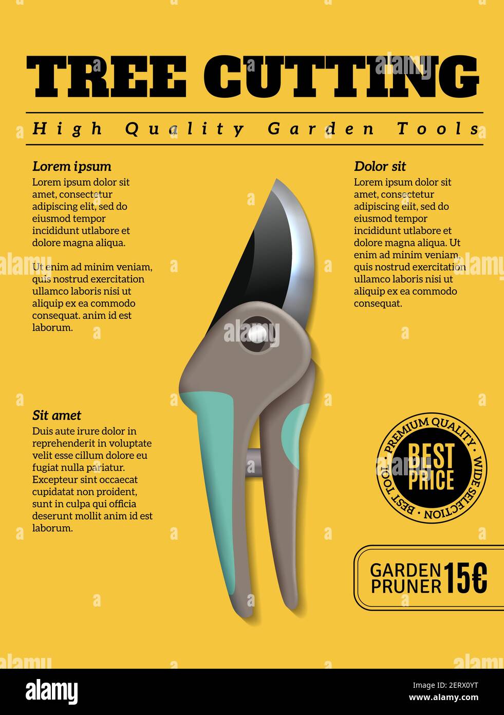 High quality garden tools realistic advertisement poster with tree ...