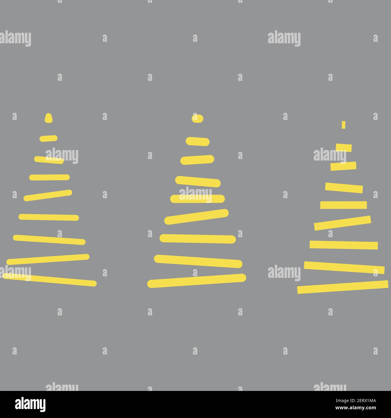 Vector line Christmas tree yellow and grey, pines for greeting card ...