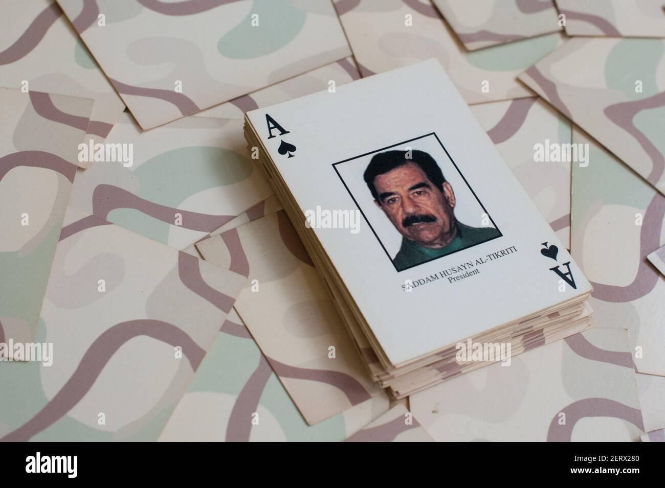 The Saddam Husayn Al-Tikriti (President) Ace of Spades playing card is ...