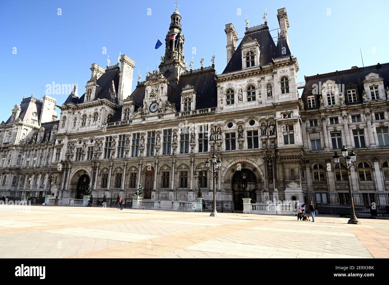 PARIS, FRANCE - Feb 24, 2021: Paris government building on a spring day ...