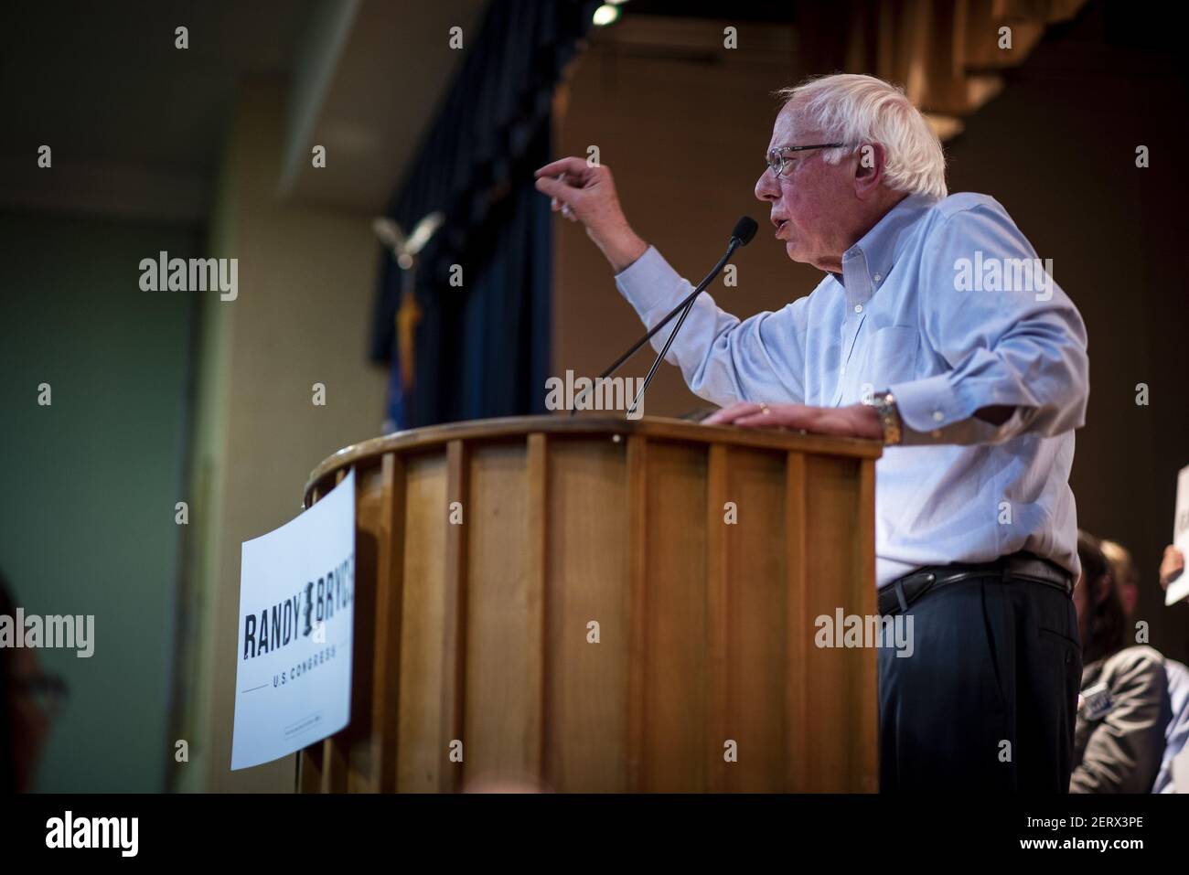 U.S. Sen. Bernie Sanders is joined by Randy Bryce (not pictured) at a ...