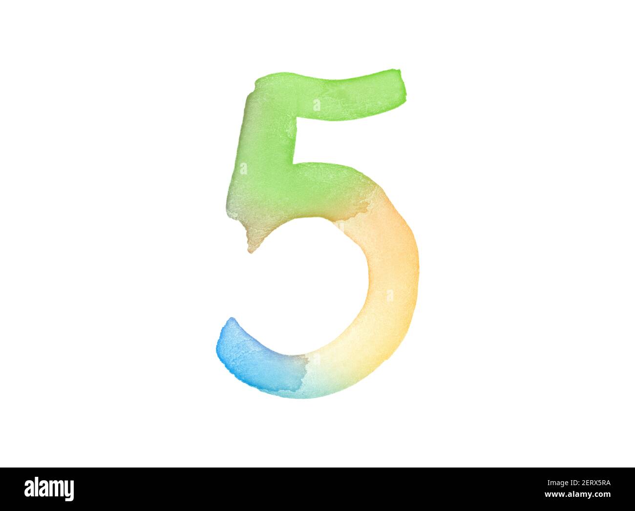 Watercolor numbers, hand-drawn by brush. Multicolor vintage symbol ...