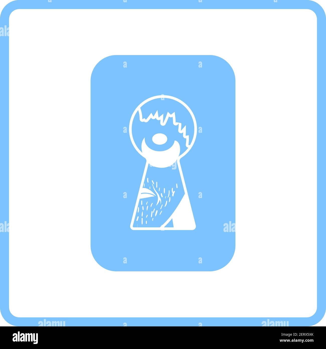 Criminal Peeping Through Keyhole Icon. Blue Frame Design. Vector ...