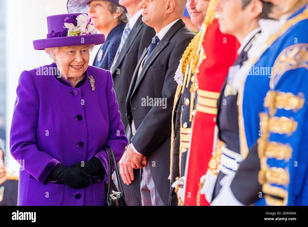 Queen Elizabeth II during Ceremonial Welcome at Horse Guards Parade, at ...