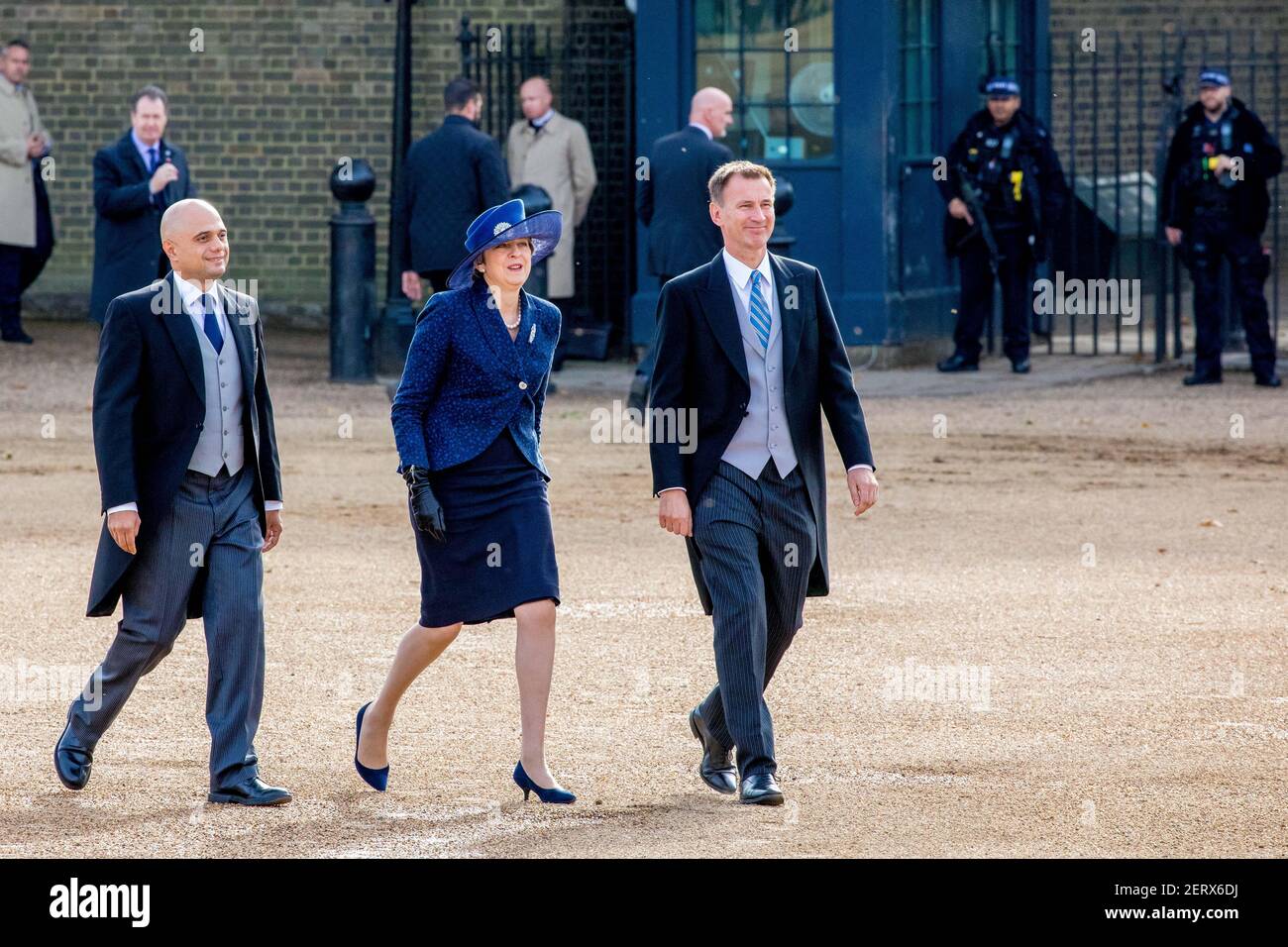 Sajid Javid, Theresa May and Jeremy Hunt during Ceremonial Welcome at ...