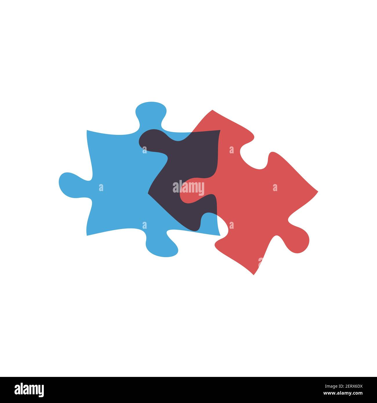 Two puzzle pieces vector isolated colored logo, puzzle chain. Game logo ...