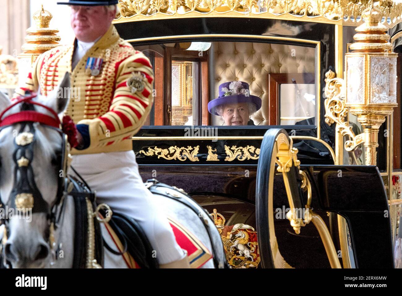 Queen Elizabeth II during the State Carriage arrival and visit to ...