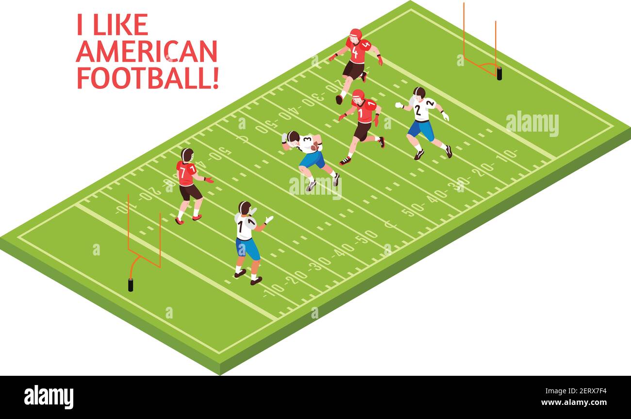 Teams of players during american football match on green play field ...