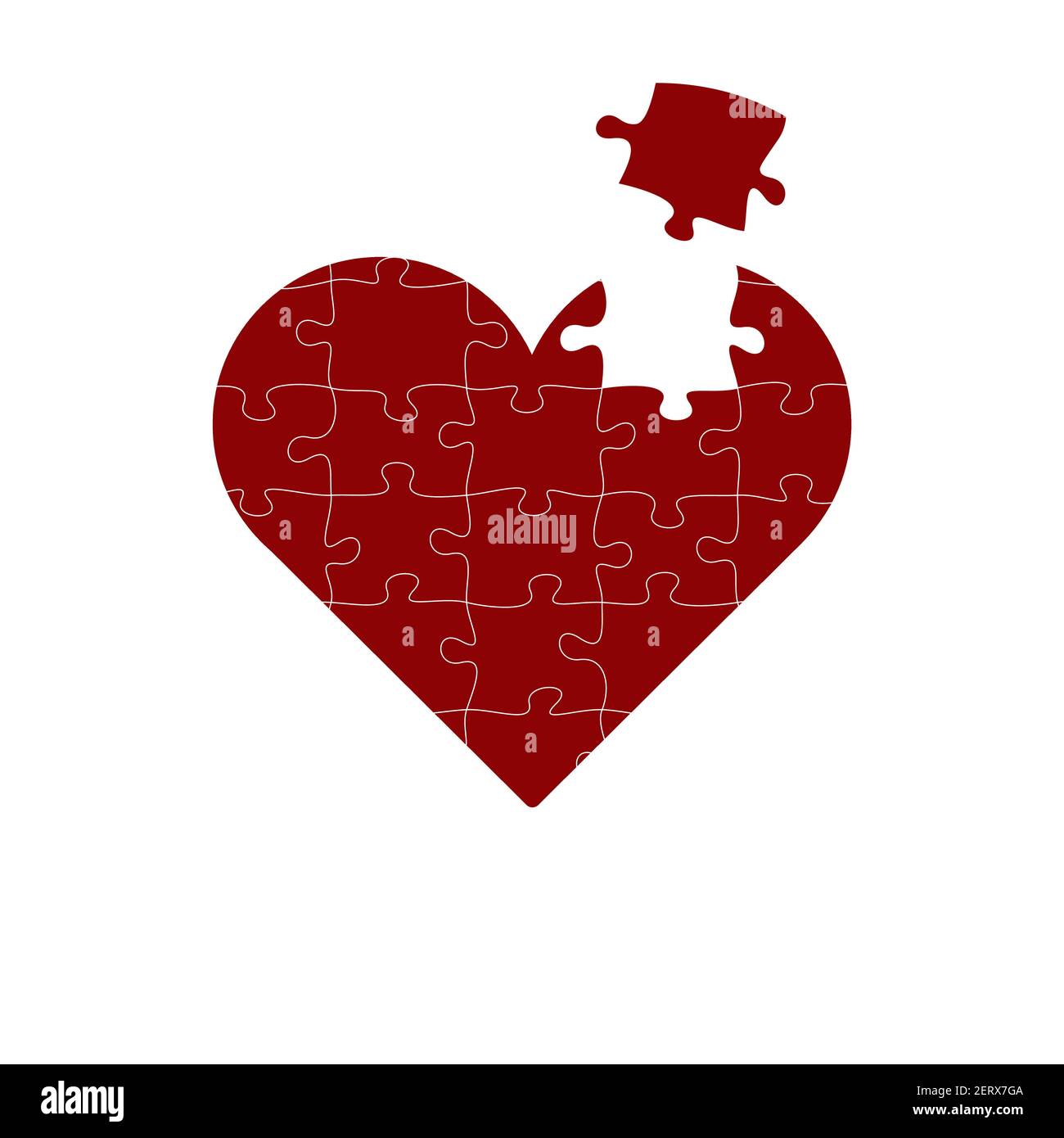 Jigsaw puzzle with all its pieces put together forming a big red heart ...