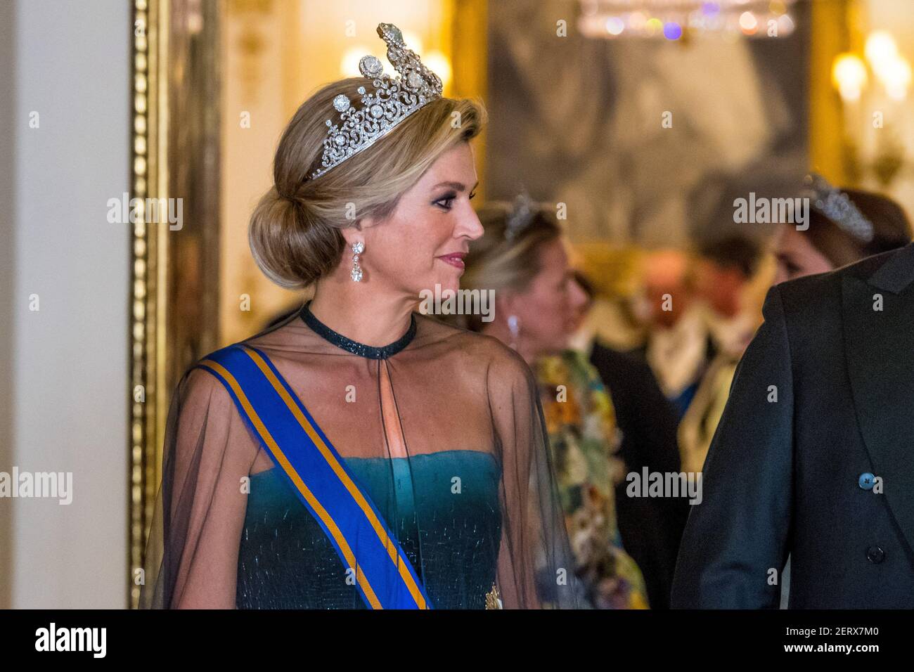 Queen Maxima of the Netherlands during State Banquet at Buckingham ...