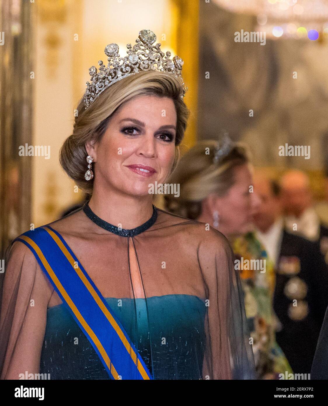 Queen Maxima of the Netherlands during State Banquet at Buckingham ...