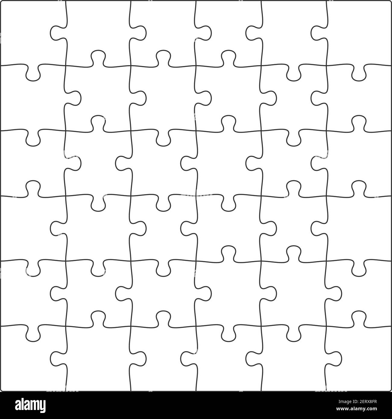 6x6 Jigsaw puzzle blank template background light lines. every piece is ...
