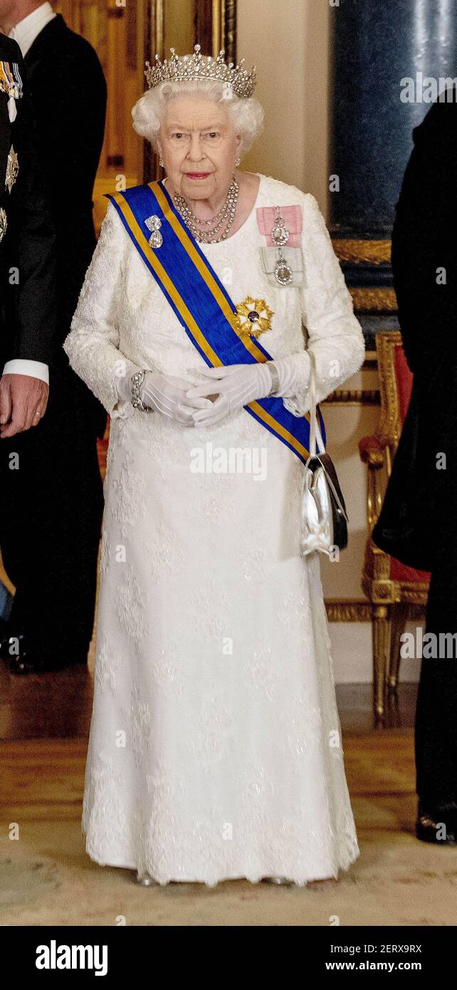 Queen Elizabeth pose for the state banquet at Buckingham palace in ...