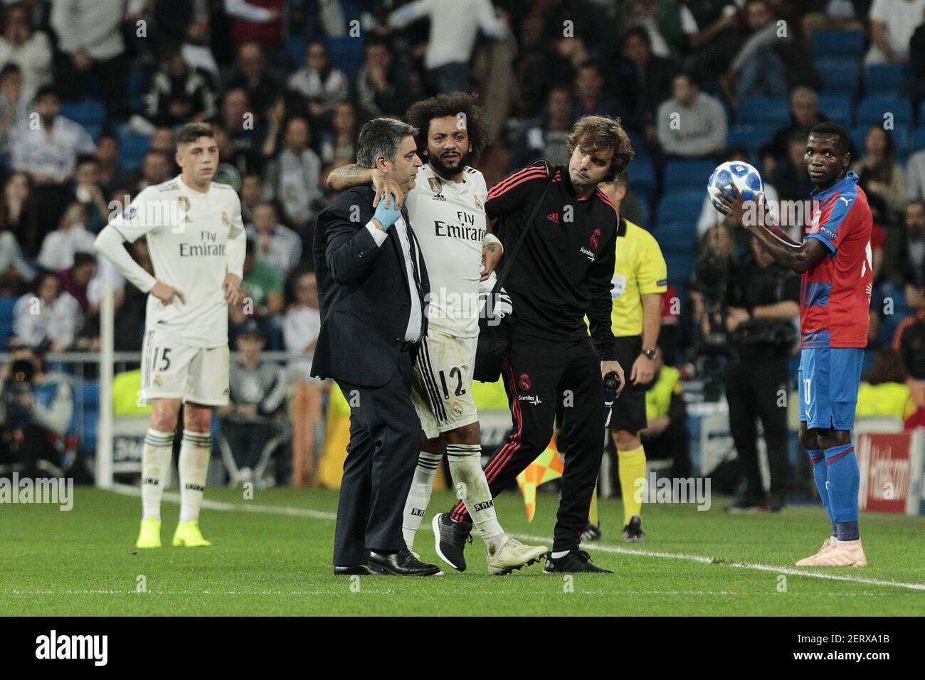 Real Madrid's Marcelo Vieira injured during UEFA Champions League match ...