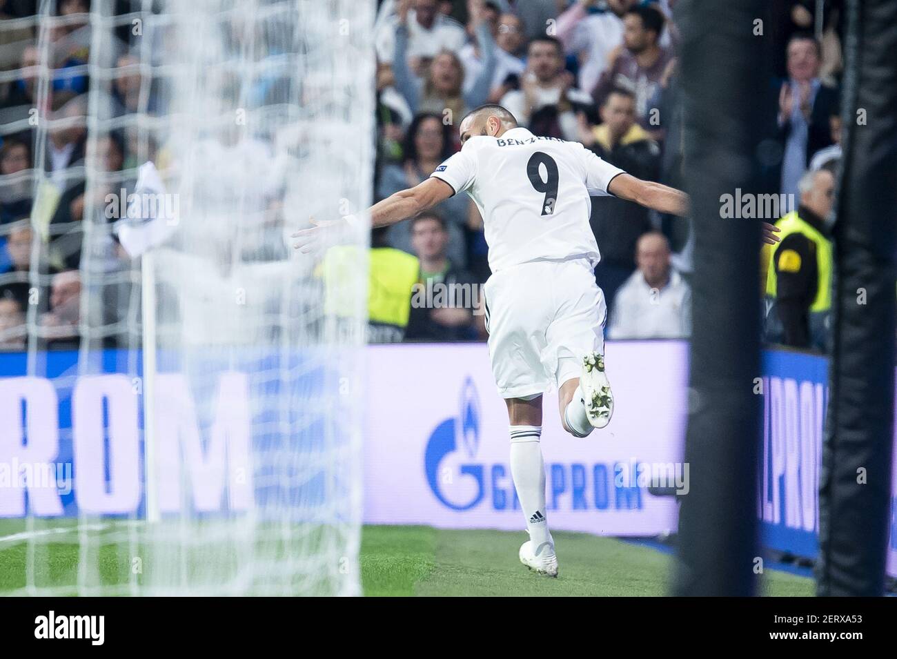 Real Madrid Karim Benzema celebrating a goal during UEFA Champions ...