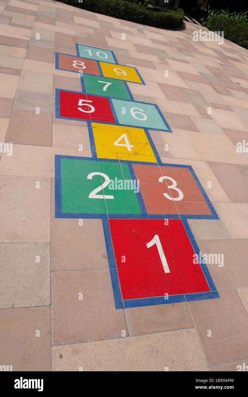 Colourful hopscotch court laid out at The Park, Bahrain Bay development ...