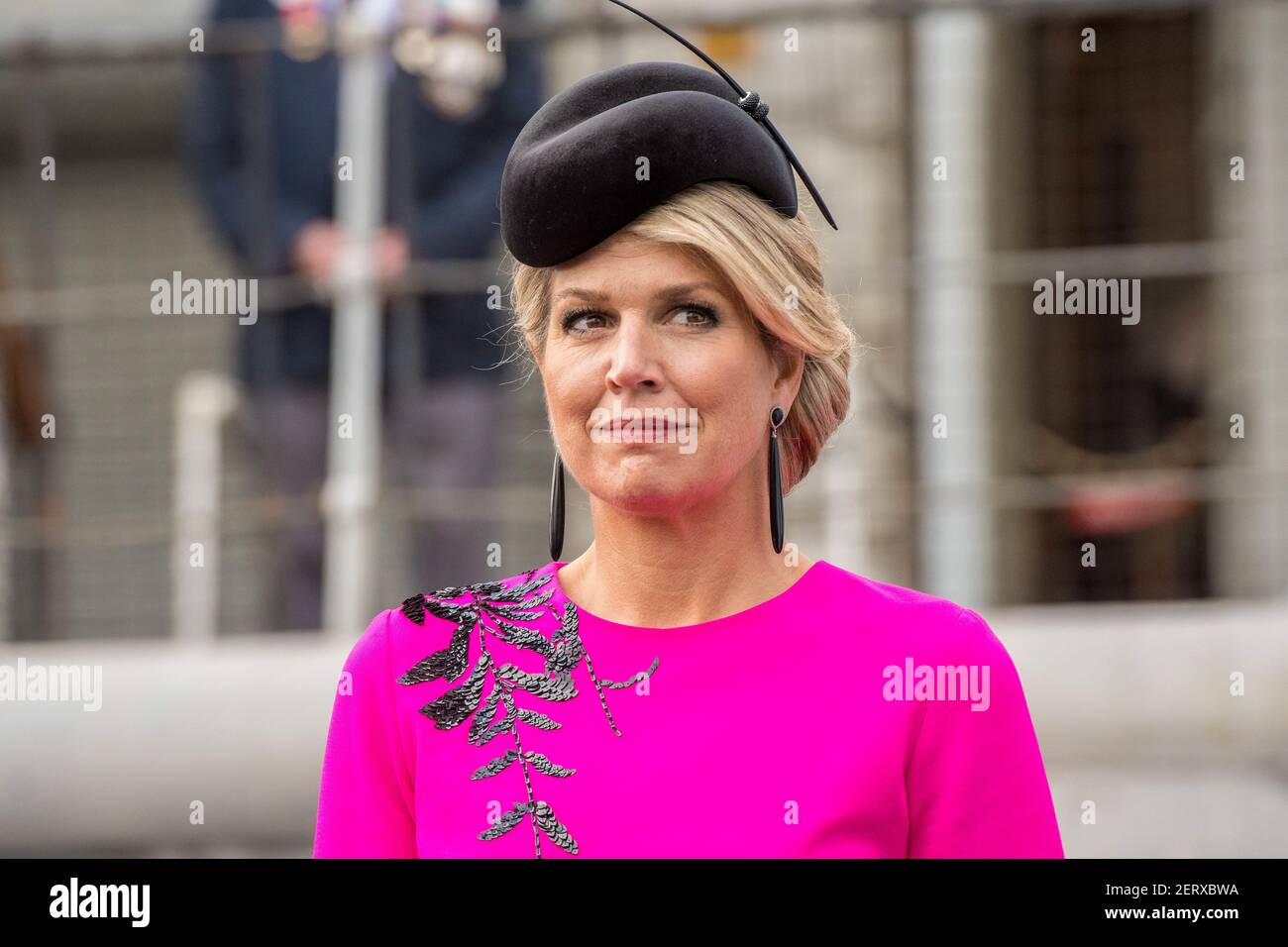 Queen Maxima of the Netherlands during a visit to HMS Belfast and HMS ...