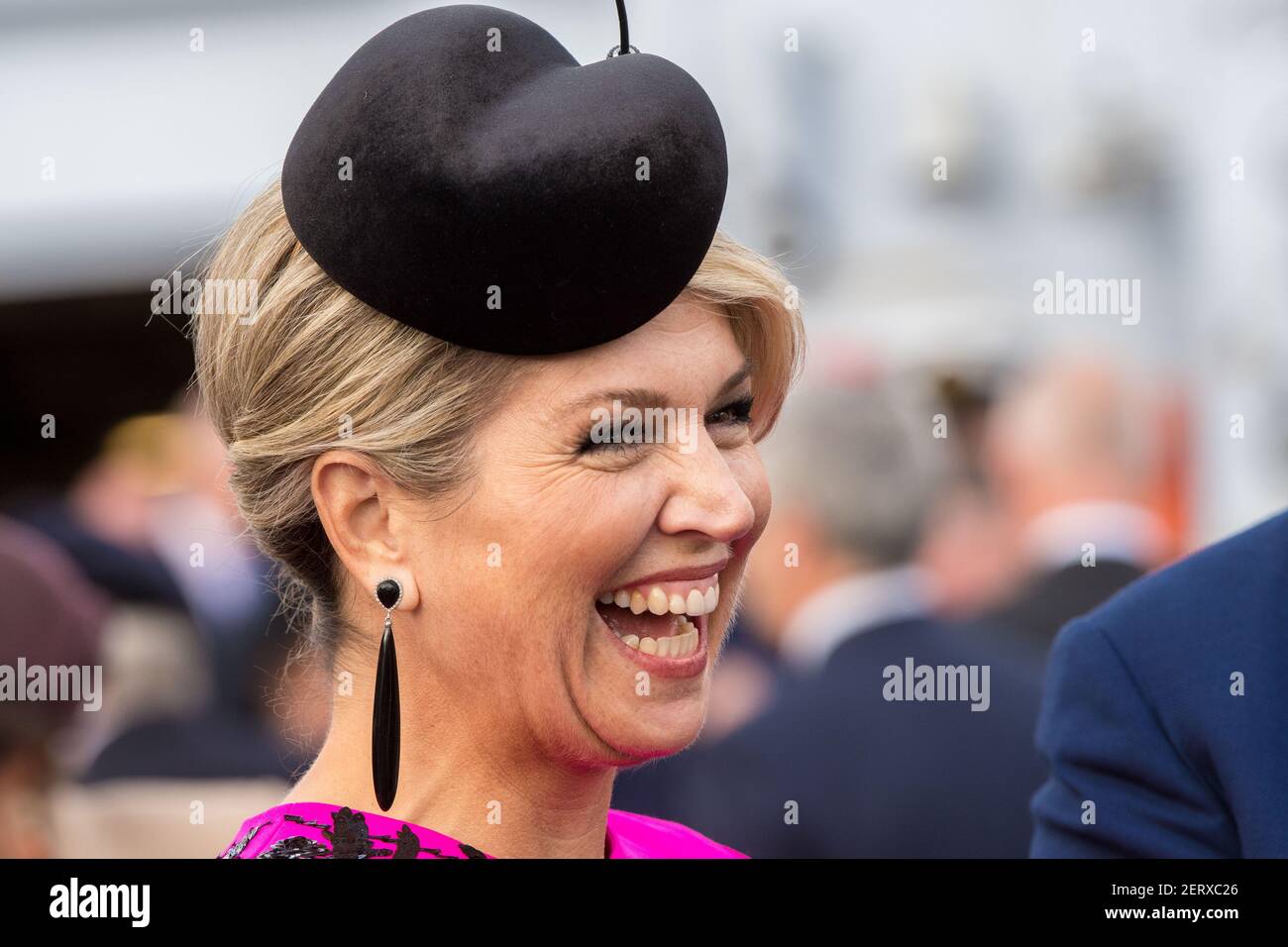 Queen Maxima of the Netherlands during a visit to HMS Belfast and HMS ...